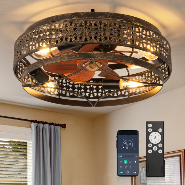 Fleur De Lis Living Morrison Ceiling Fan with Light Kit with Remote Control & APP Control ...